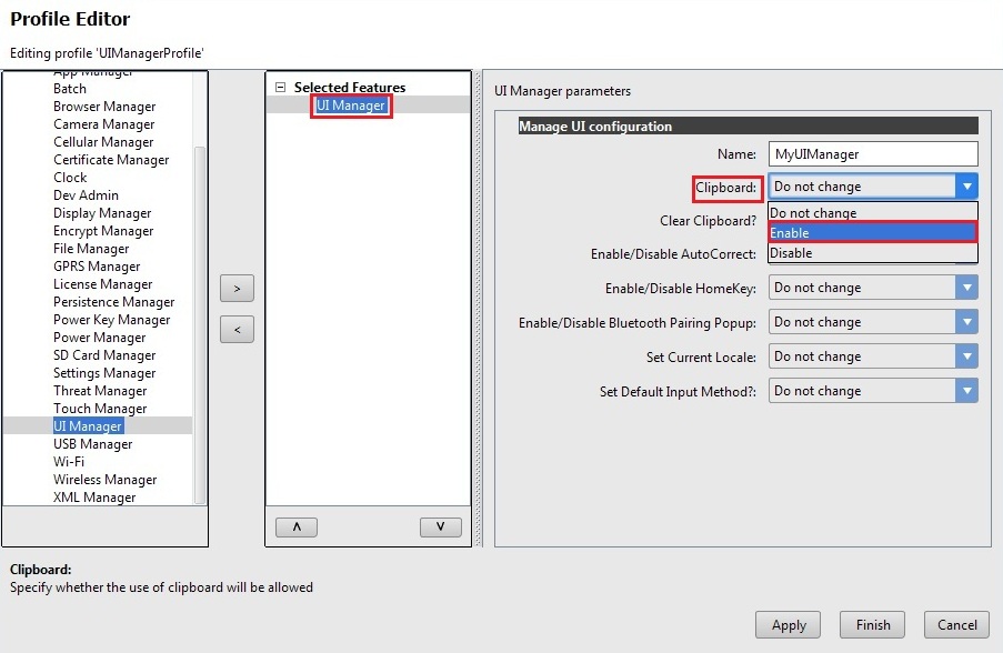 Configure Clipboard using MX UI Manager - TechDocs